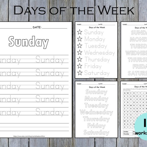 Days of the Week Worksheet Printable Kindergarten Curriculum - Etsy