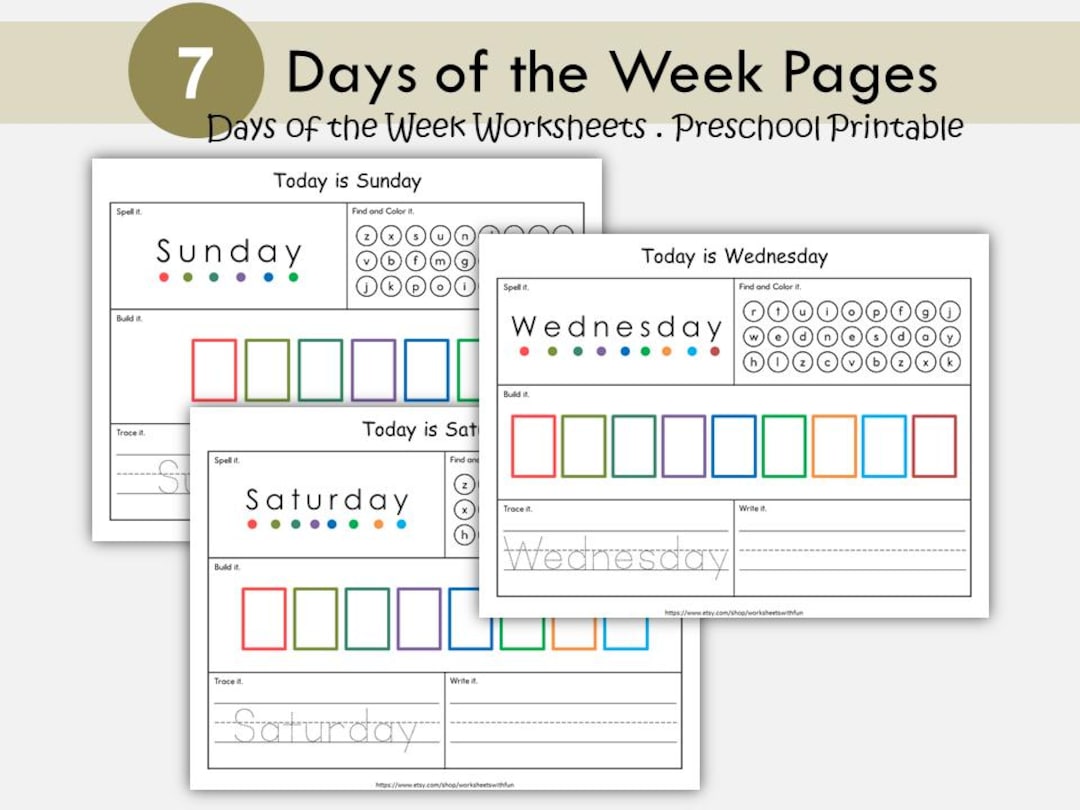 Days of the Week Worksheet, Days of the Week Printable, Learning Days ...