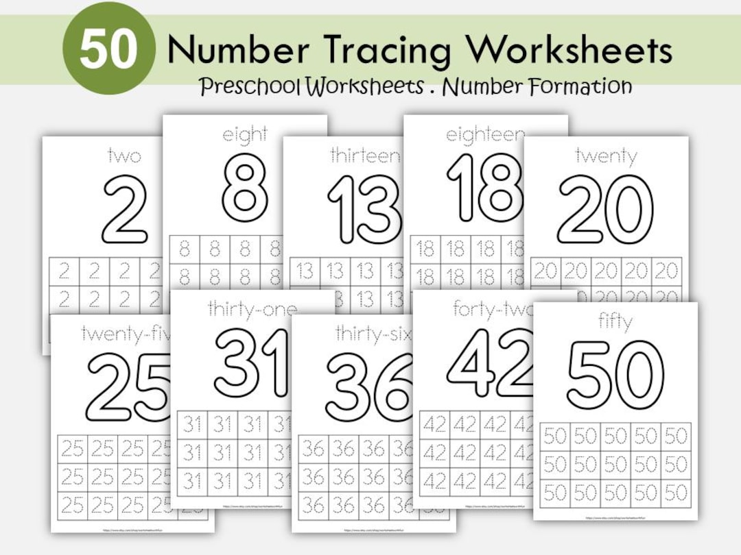 Number Tracing Worksheets, Number Tracing Pages 1-50, Preschool ...