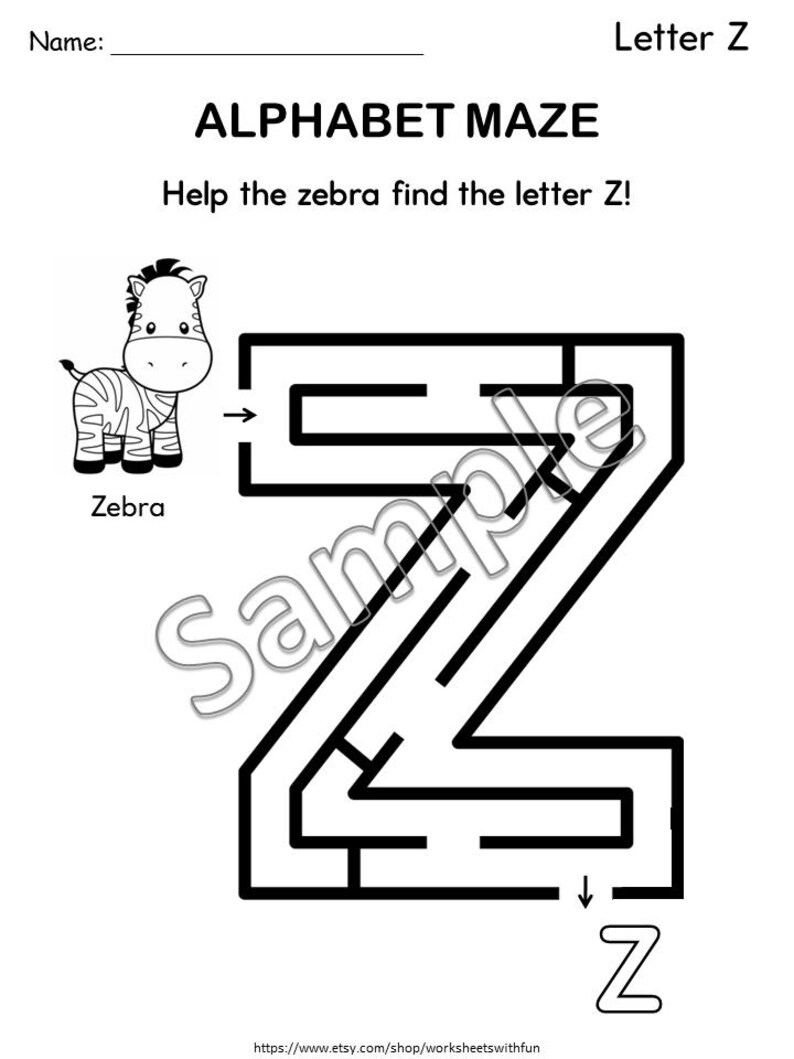 Alphabet Letter Mazes Printable | A–Z Maze Worksheets | Beginning ...
