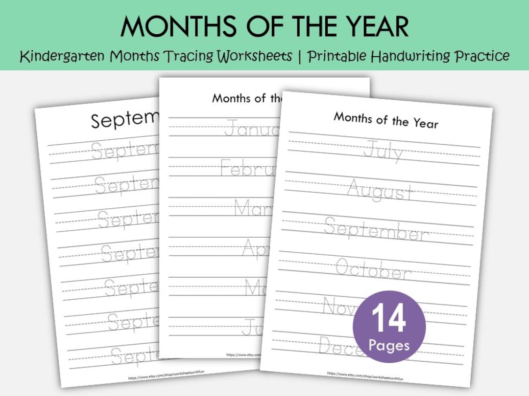 Months of the Year Tracing Worksheets Printable | Month Name ...