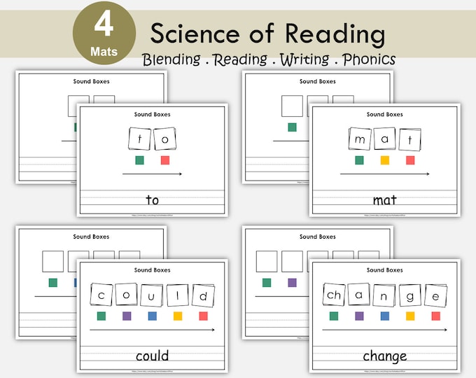 4 Sound Boxes (elkonin) W/ Printable Letters: Multi-sensory ...