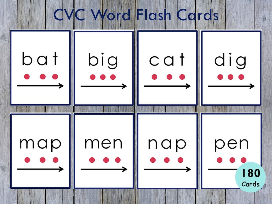 CVC Words Flash Cards Printable, CVC Flashcards, Learn to Read ...
