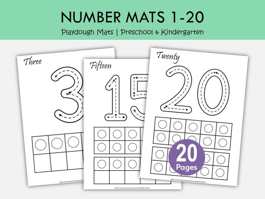 Number Playdough Mats 1-20 Printable | Ten Frame Counting Worksheets ...