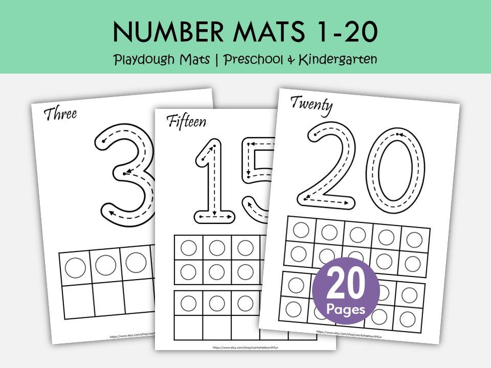 Number Playdough Mats 1-20 Printable | Ten Frame Counting Worksheets ...