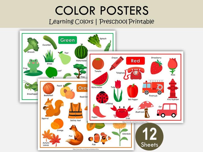 Preschool Color Posters Printable | Classroom Decor | Montessori Colors ...