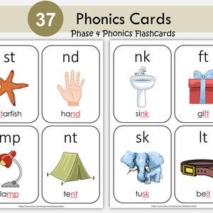 Phase 4 Phonics Flashcards: Reading Printable (37 Cards) - Etsy