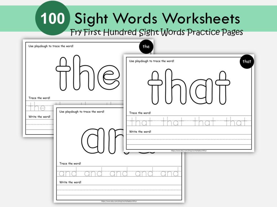 100 Printable Sight Words Worksheets, Fry First Hundred Sight Workbook ...