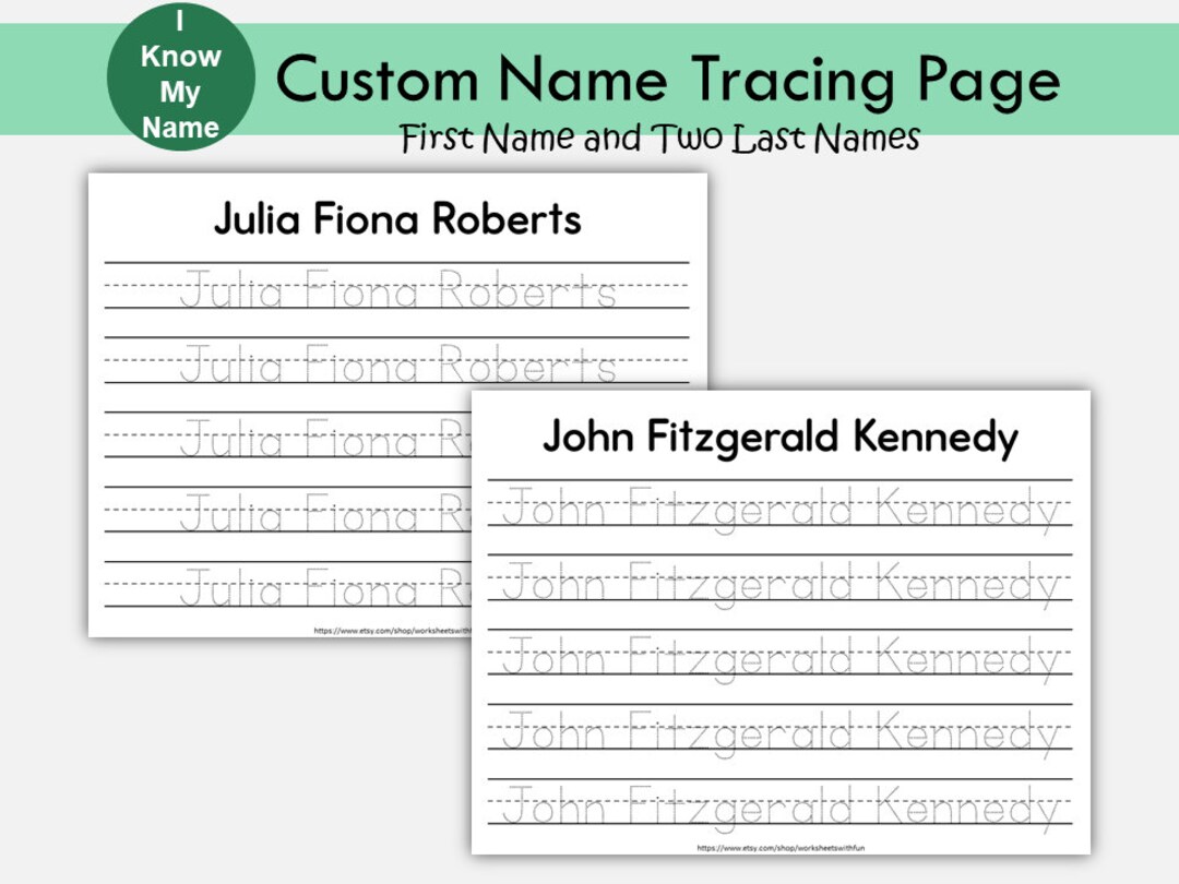 Custom Name Tracing Sheet Handwriting Practice Personalized Name Trace ...