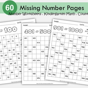 Number Worksheets for Preschool, Missing Numbers 1-1000, Kindergarten ...