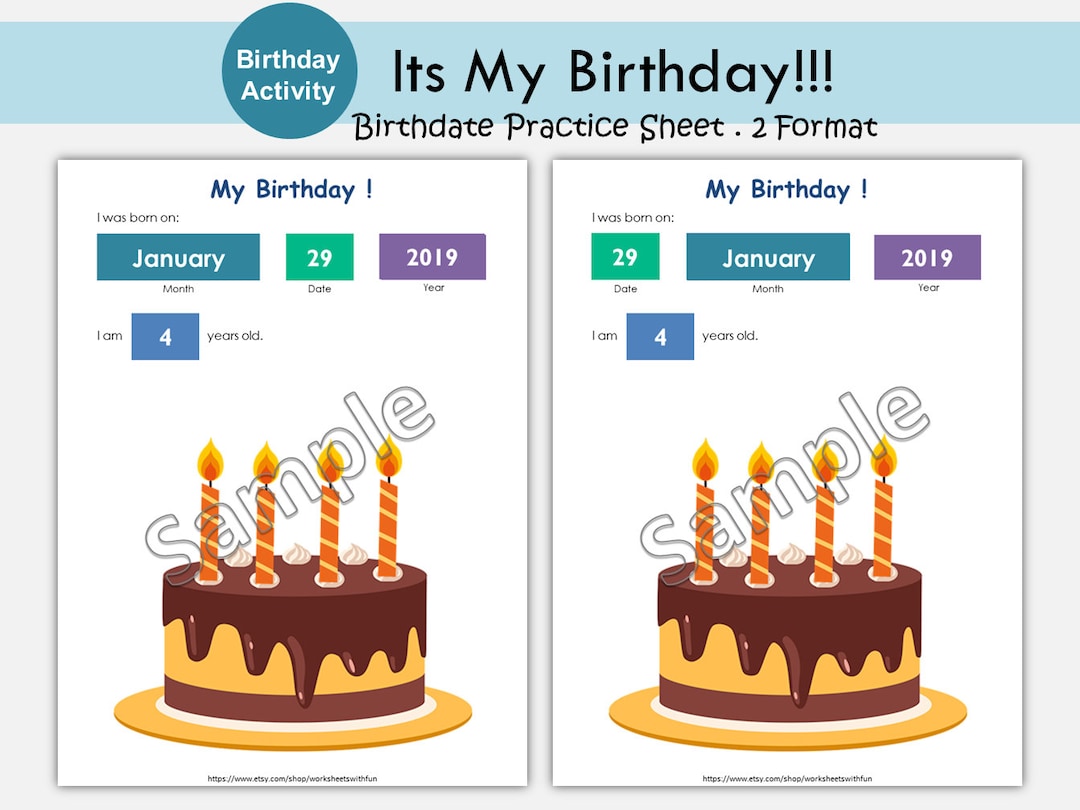 Birthday Worksheet: Age & Date Activity (PDF Printable) - Etsy