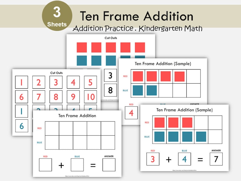 Ten Frame Addition Activity: Kindergarten Math Printable (PDF) - Etsy