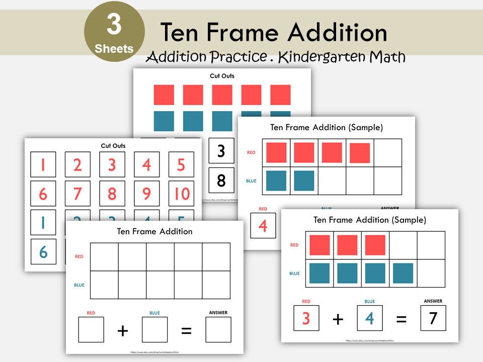 Ten Frame Addition Activity: Kindergarten Math Printable (PDF) - Etsy