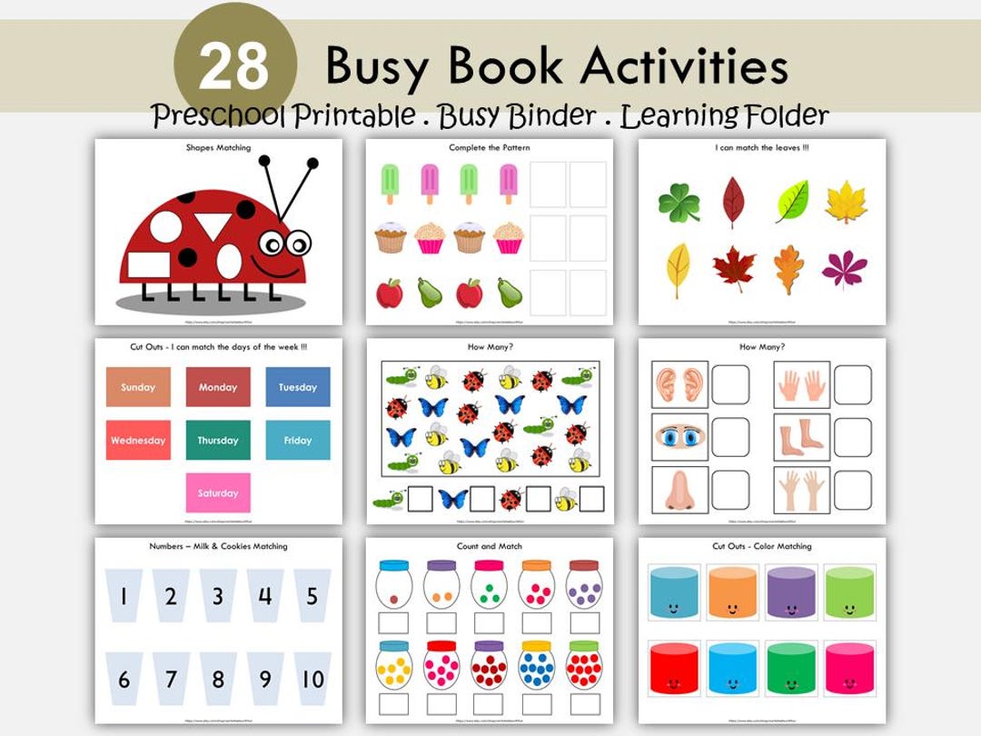 Busy Book Printable, Busy Binder, Preschool Busy Book, Toddler Busy ...