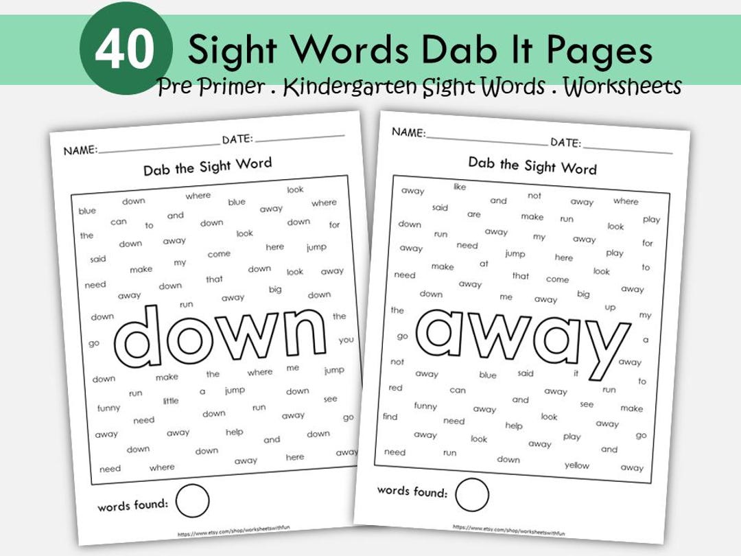 Sight Word Word Search, Sight Words Worksheets, Dab It Printable for ...