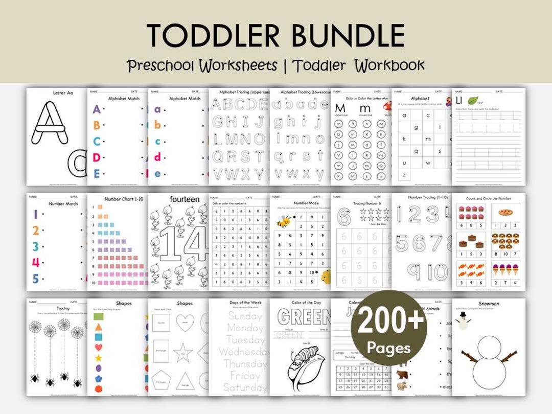 Toddler Educational Workbook Printable, Preschool Worksheets, Tracing ...