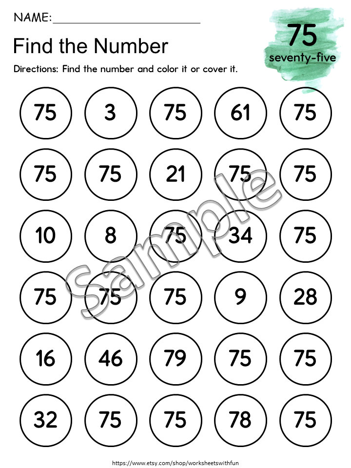 Find & Color Target Numbers Worksheets 0-100 | Number Recognition ...