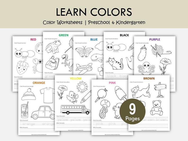 Color Worksheets Printable, Color Word Tracing Worksheets, Learn Colors ...