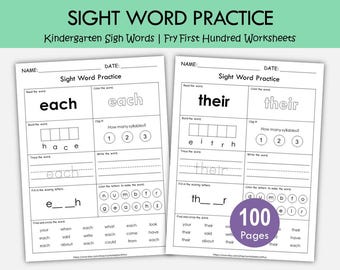 100 Printable Fry's First Hundred Sight Word Flashcards | Kindergarten ...