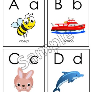 Spanish Alphabet Flashcards, ABC Learning Cards, Bilingual Toddler ...