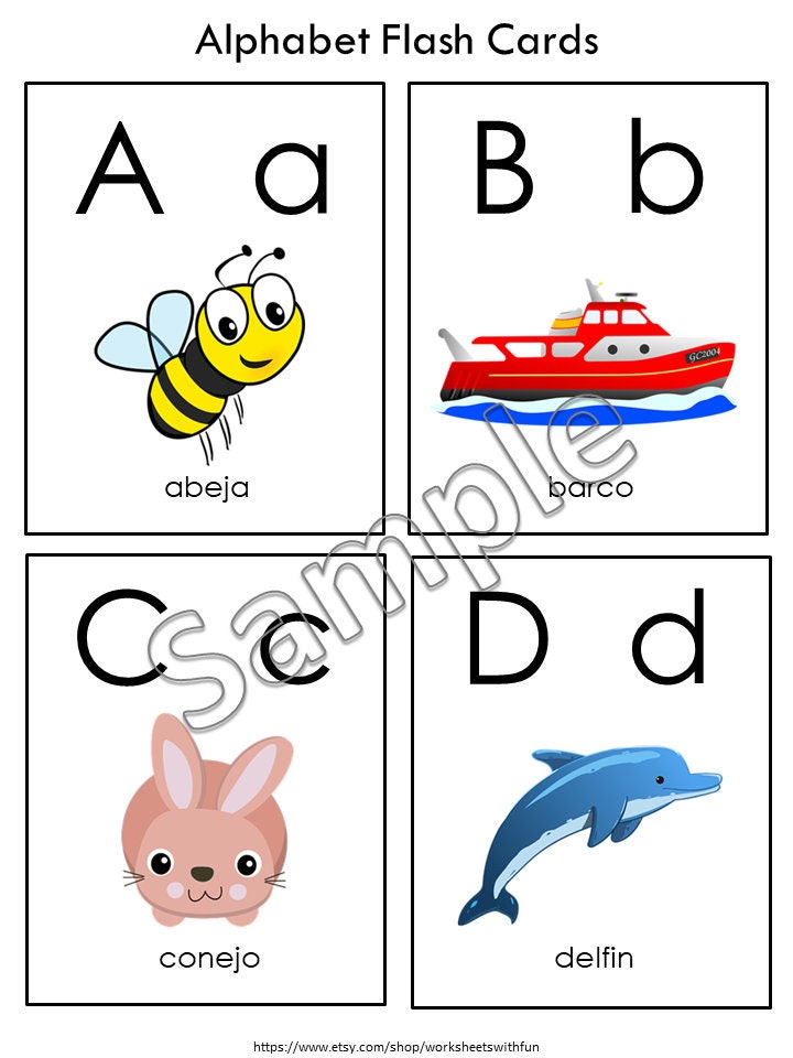 Spanish Alphabet Flashcards Printable Spanish Alphabet - Etsy Australia