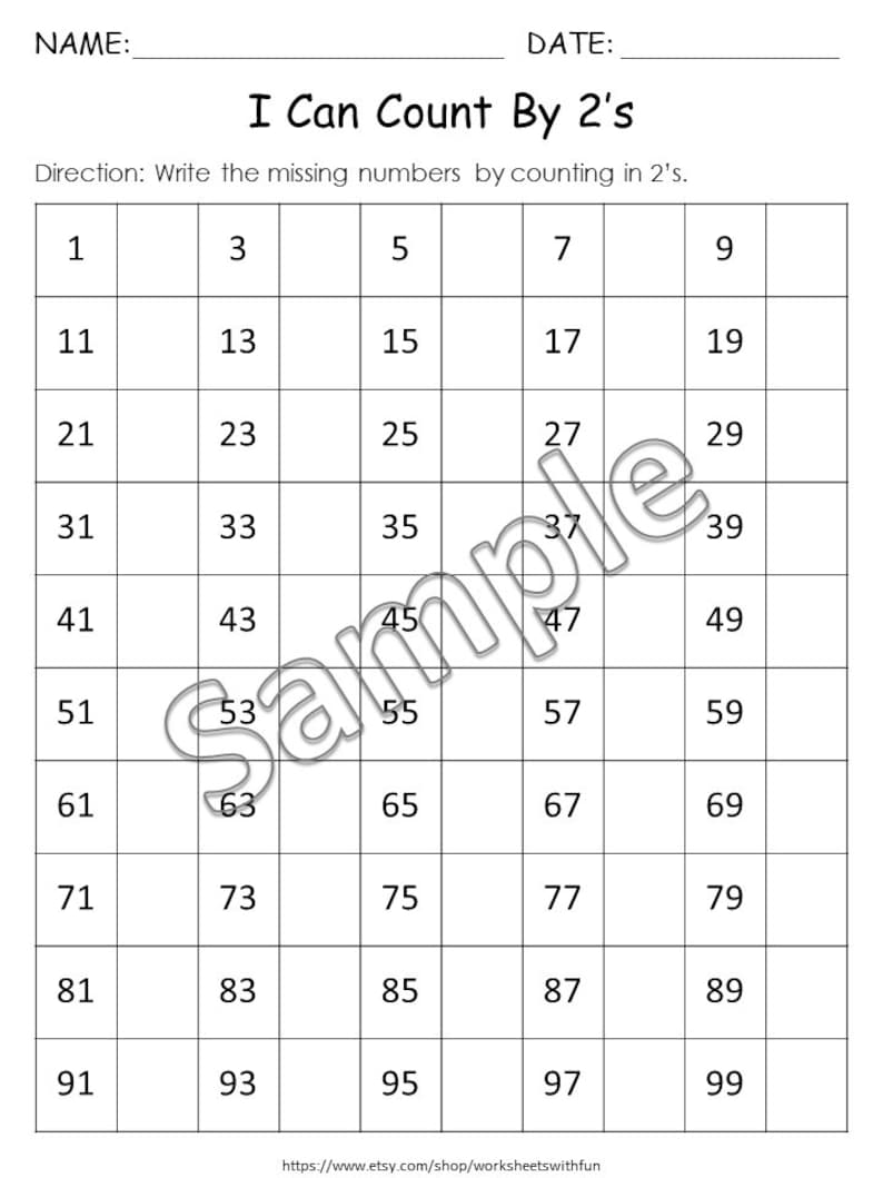 Skip Counting by 2, 5, 10 Worksheets | 100 Chart Printable Math ...