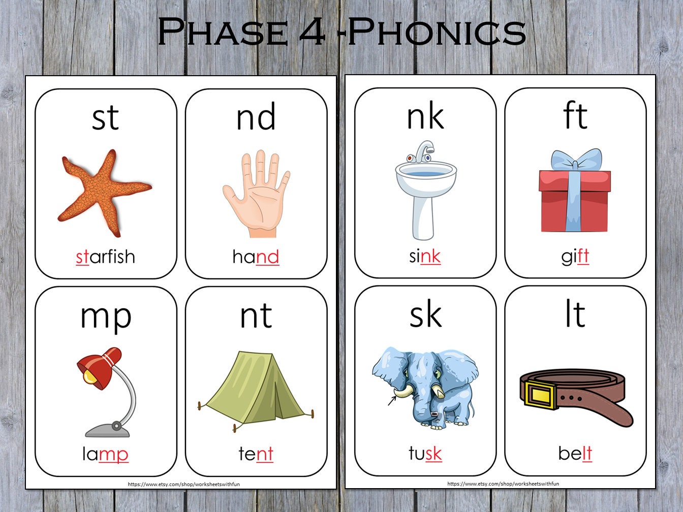 Phonics Flashcards Printable for Kids Phase 4 Phonics - Etsy Australia