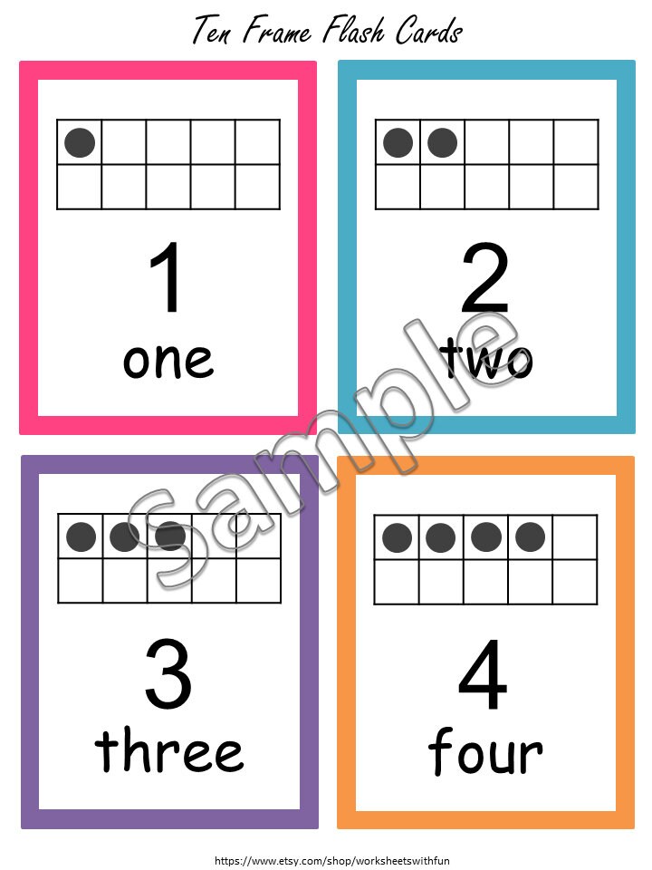 Ten Frame Flashcards 1-20 Printable, Number Recognition Cards ...