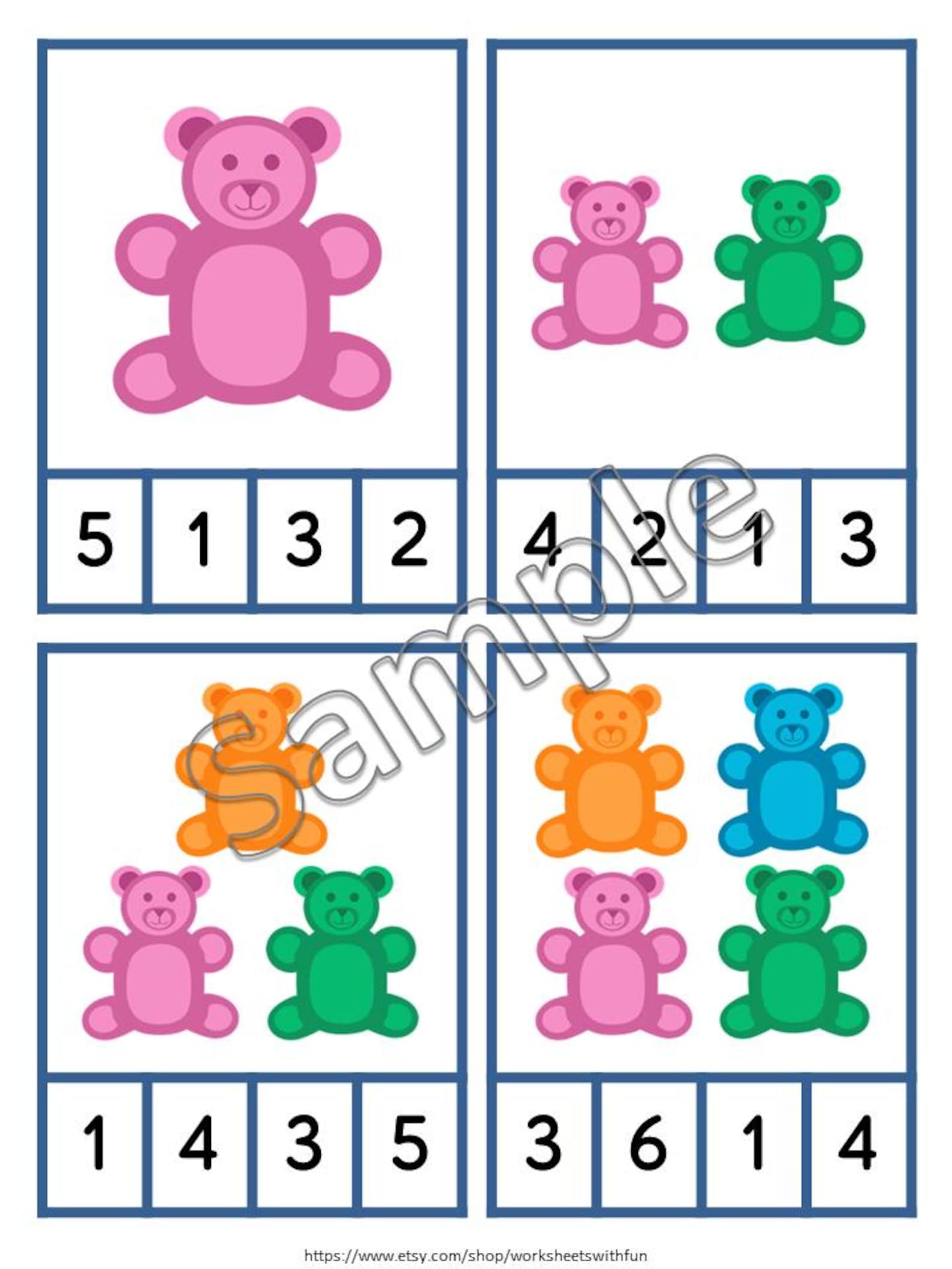 Number Flashcards Printable | Montessori Counting Cards | Preschool ...