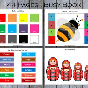 Busy Book Printable, Toddler Busy Binder for 2-3 Years Old, Prek First ...