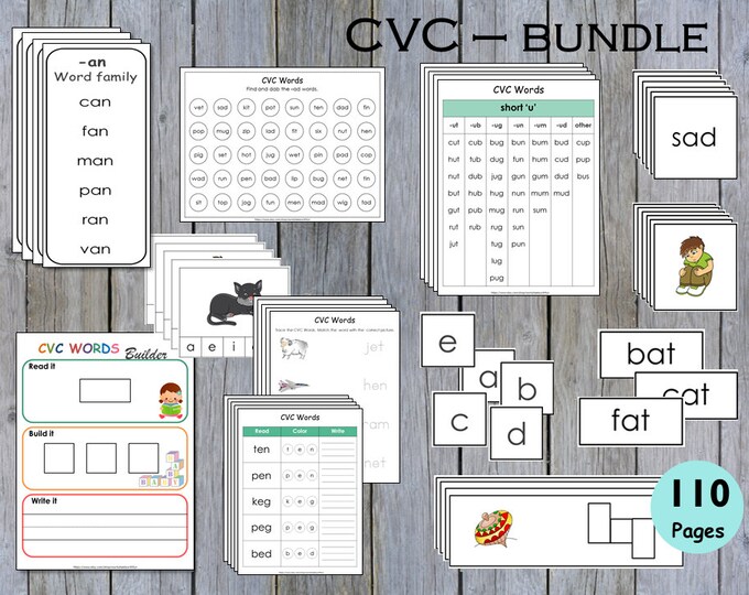 CVC Word Building Cards Writing Cards CVC Words Phonics Short Vowel ...