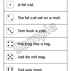 Roll and Read CVC Words Sentences Printable, Prek CVC Words ...