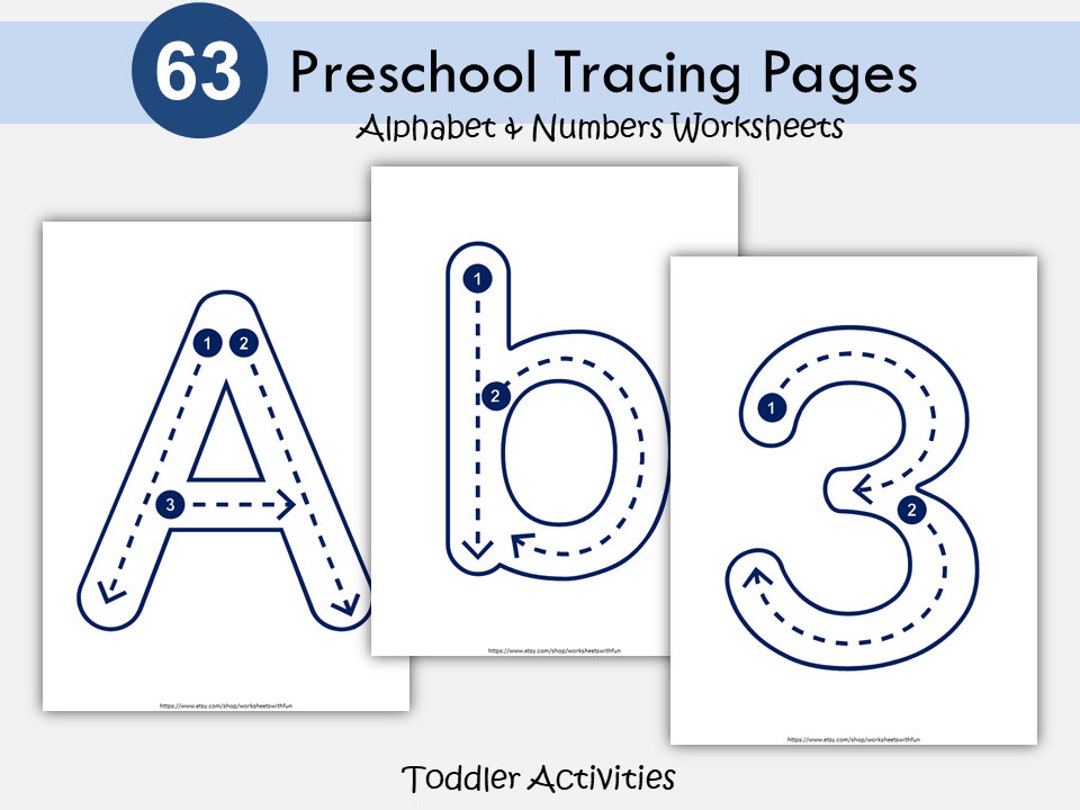 63 Tracing Worksheets for Preschool & Kindergarten, Alphabet and ...