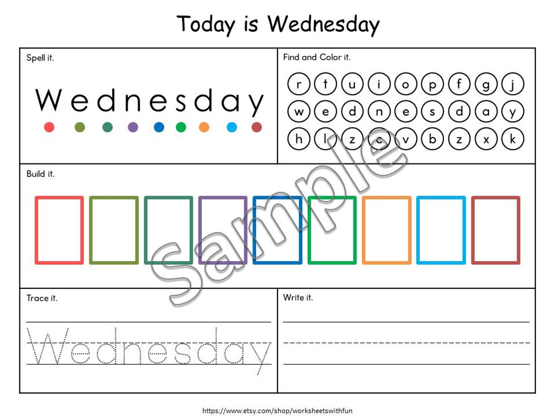 Days of the Week Worksheets Printable for Preschool & Kindergarten ...