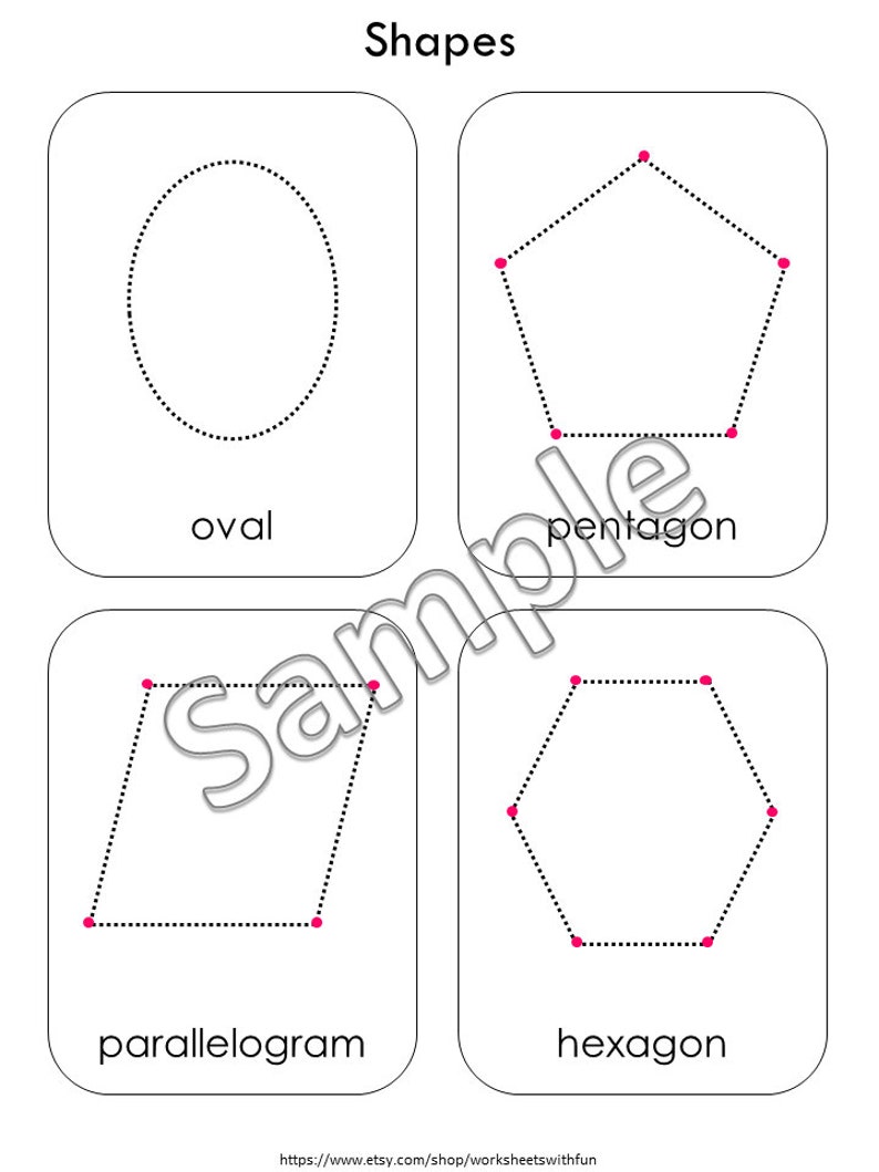 2D Shape Tracing Cards Printable | Dotted Shapes Worksheets for ...