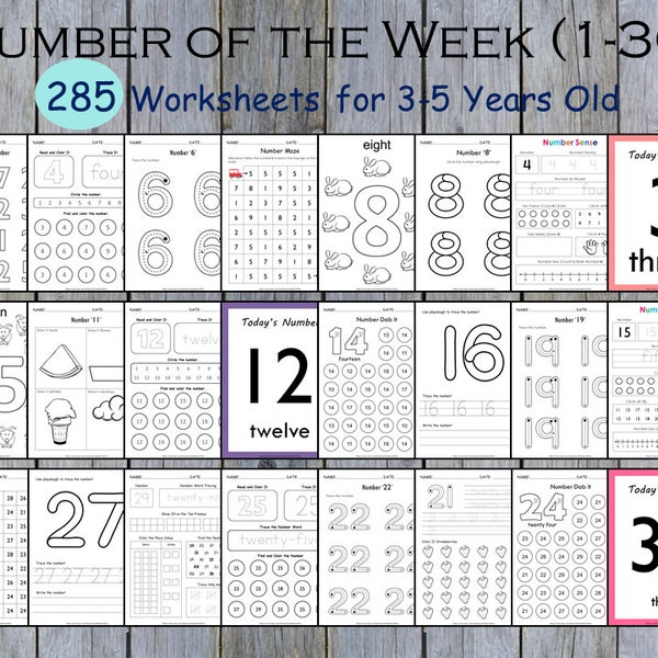 Number Preschool Worksheets Numbers Printable - Etsy