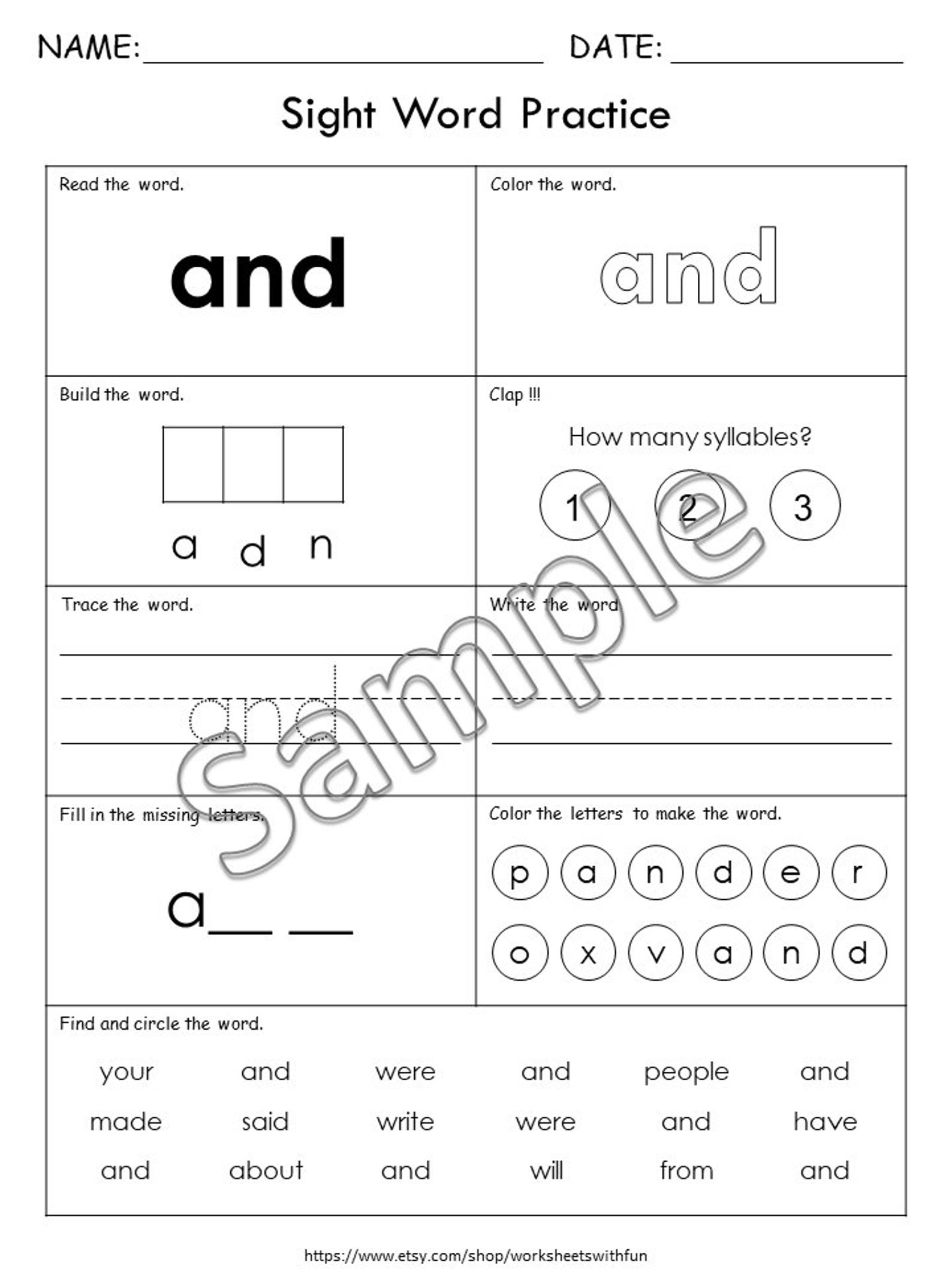 100 Printable Sight Words Worksheets for Kids | Fry First Hundred Sight ...