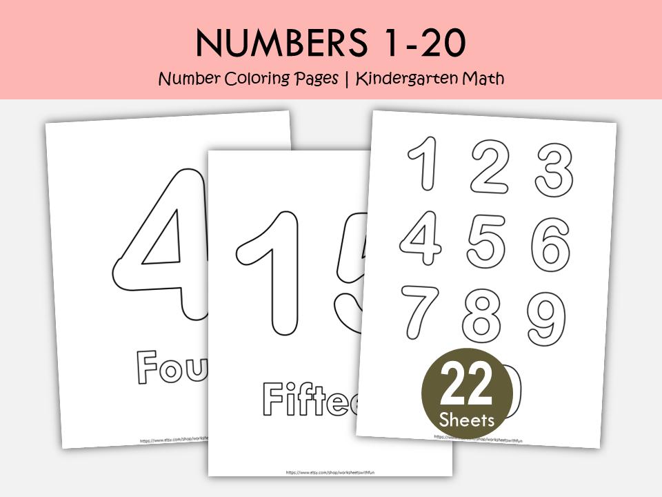 Number Coloring Pages 1-20 Printable | Preschool Number Worksheets ...