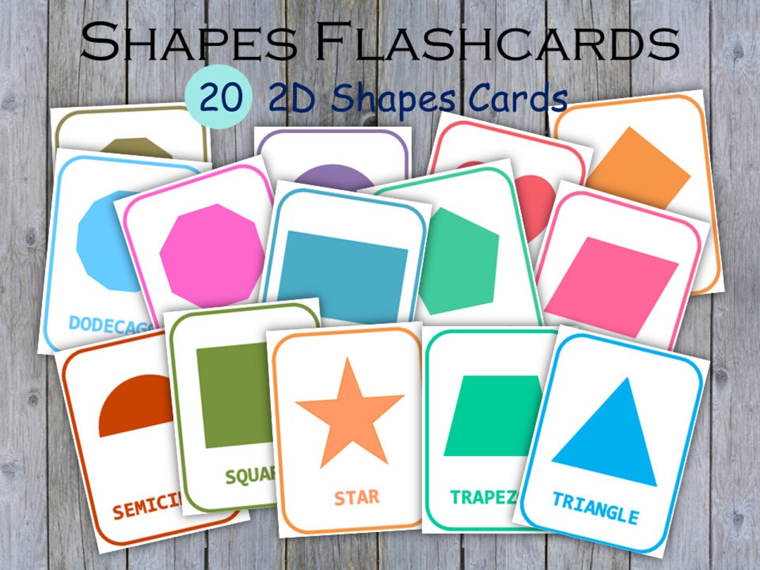 20 Basic Shapes Flash Cards, Preschool Materials, Homeschool Printables ...