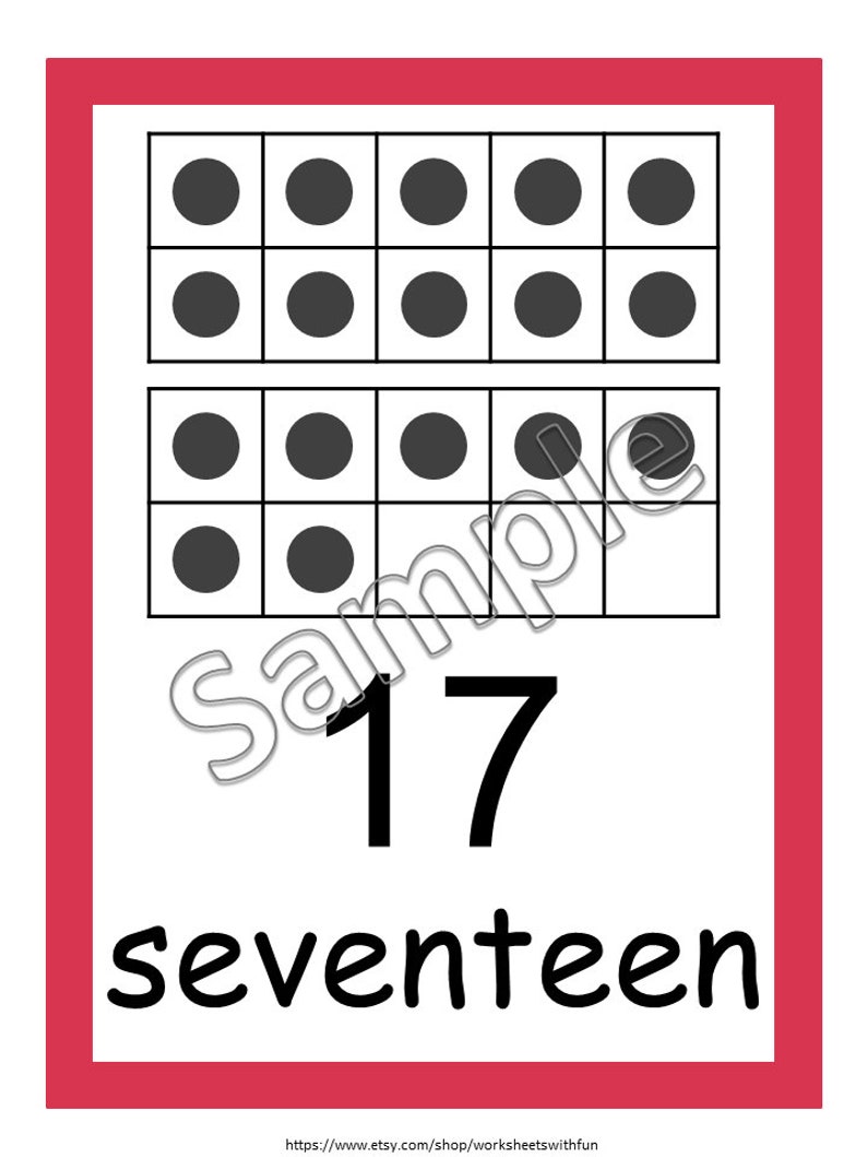 Ten Frame Flashcards 1-20 Printable, Number Recognition Cards ...