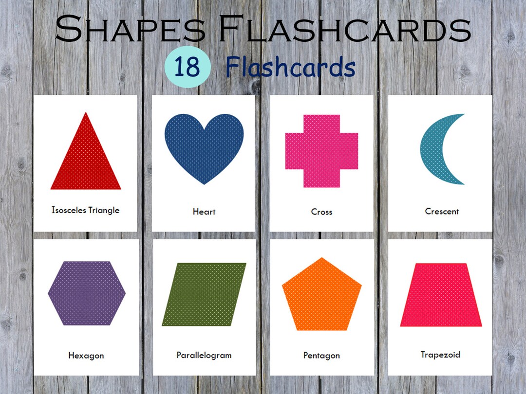 Shapes Flashcards, Preschool Printables, Shapes for Kids, Montessori ...