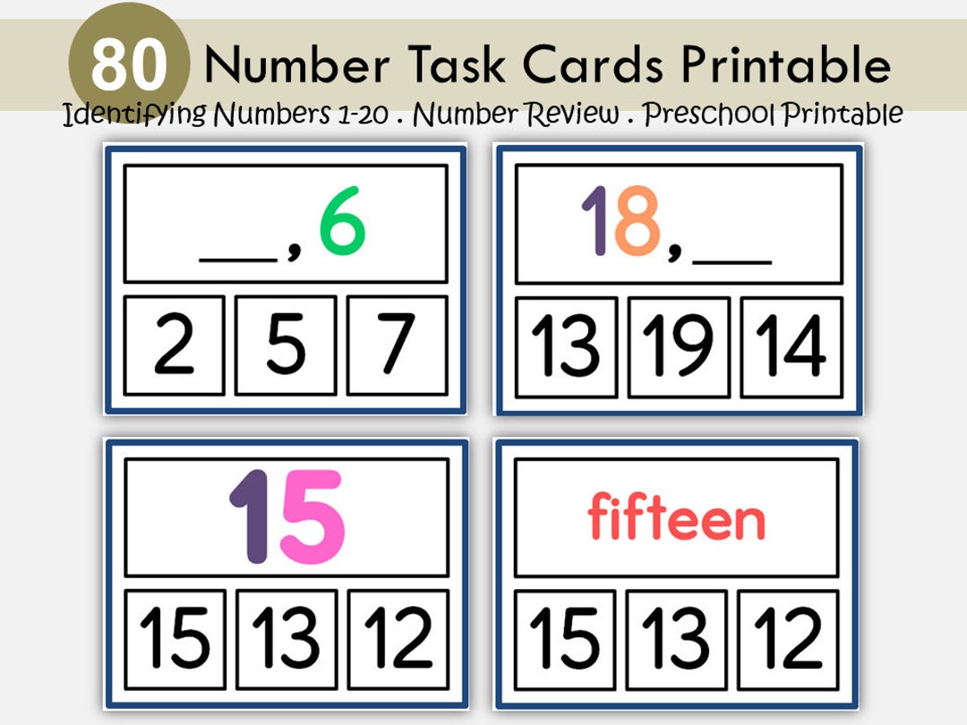 Number Flash Cards, Preschool Counting Flash Cards, 4 Types of Number ...