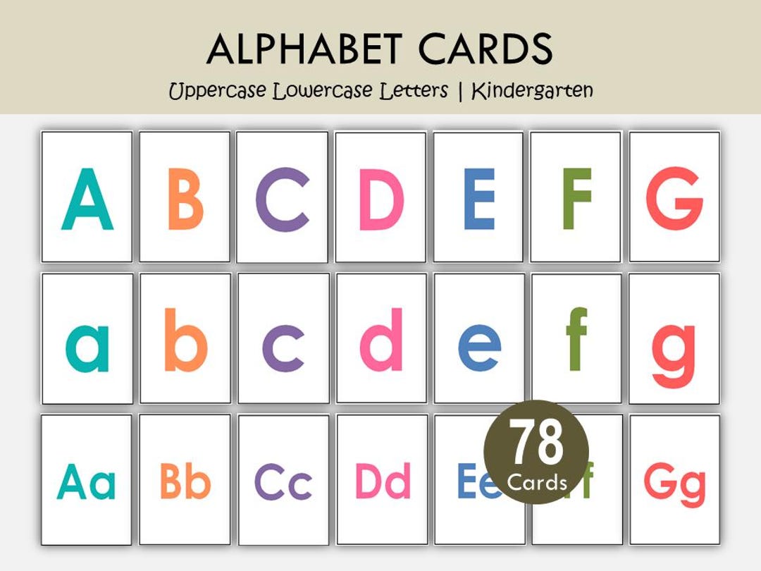 Alphabet Flashcards Printable, ABC Cards, Uppercase Lowercase Letters ...