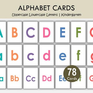 Alphabet Flashcards Printable, ABC Cards, Uppercase Lowercase Letters ...