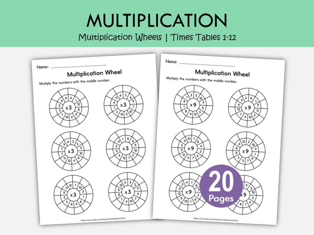 Multiplication Wheels Worksheets, Times Tables 1-12, Math Practice ...