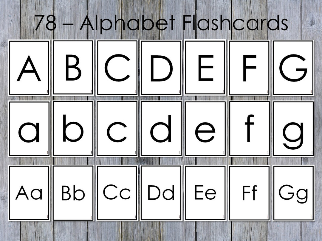 Alphabet Cards Printable for Preschool, Uppercase and Lowercase Black ...