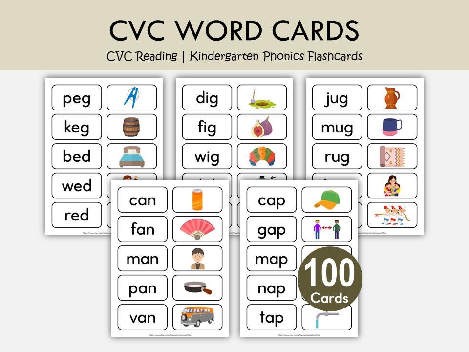 CVC Word Reading Printable | CVC Words Flashcards | Phonics Reading ...