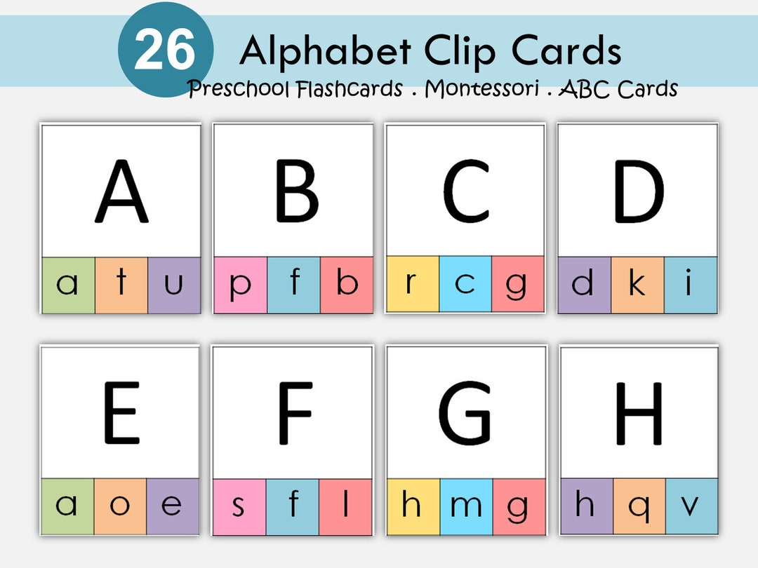 Alphabet Cards Preschool, Alphabet Flashcards Sounds, Alphabet Clip Card, Uppercase and ...