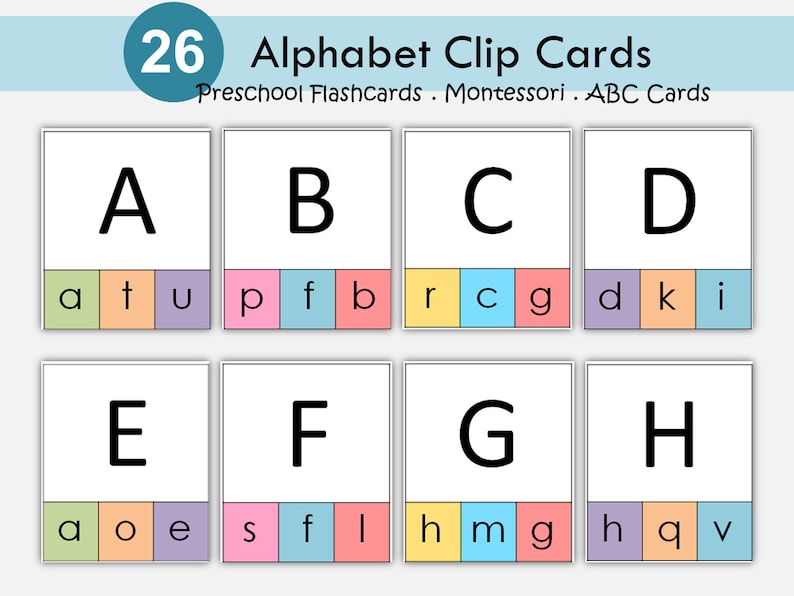 Alphabet Clip Cards: Preschool Letter Recognition (digital Download) - Etsy