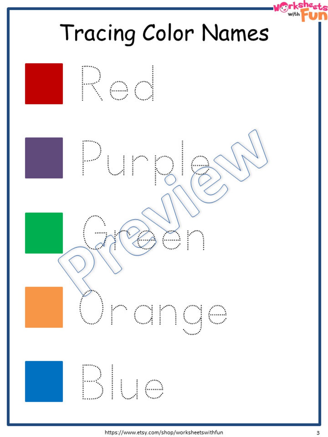Tracing Color Names Printable Worksheet Tracing Worksheet Etsy Tracing Color Names Printable Worksheet Tracing Worksheet Etsy